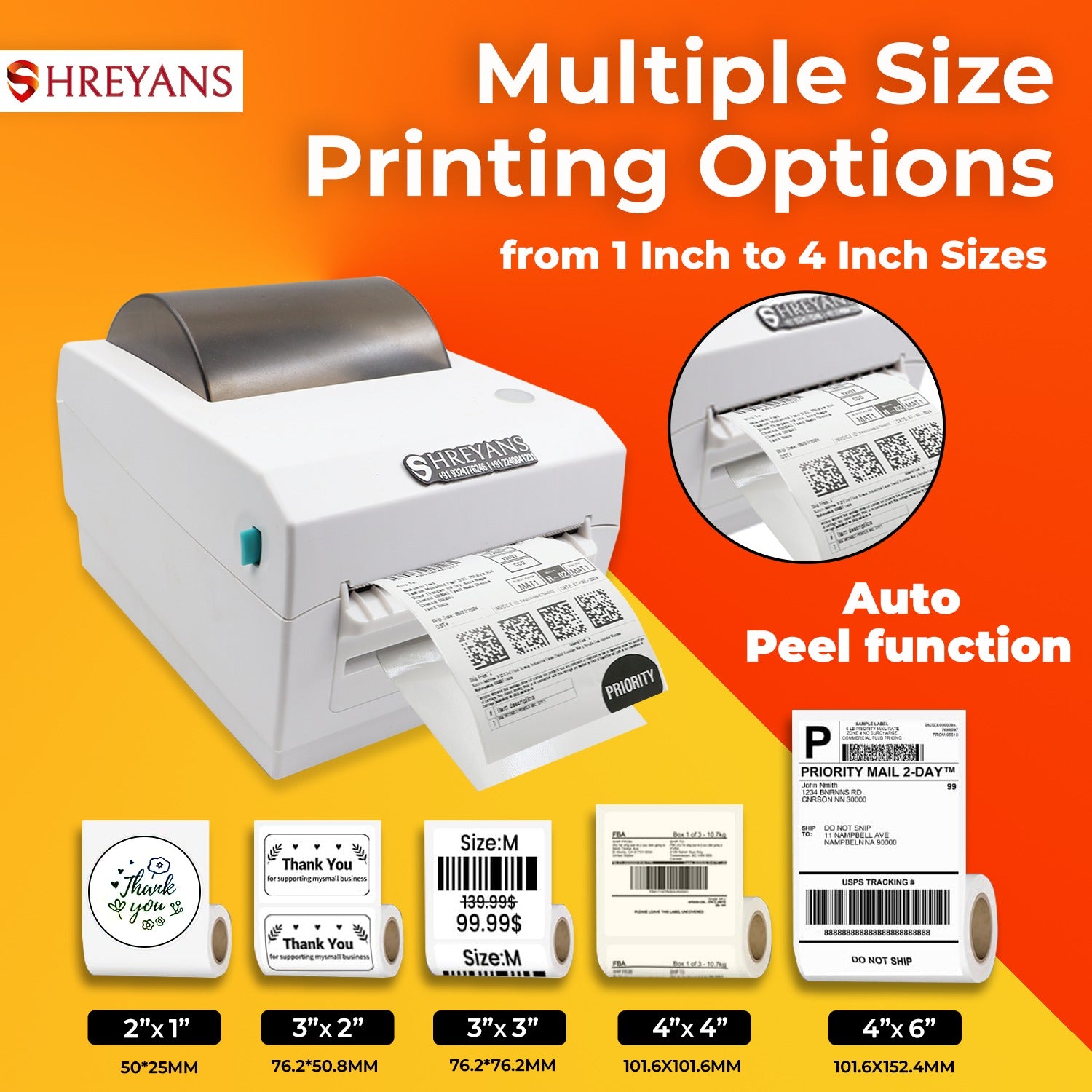 SHREYANS (CD410) 100mm Bluetooth Barcode Label + Receipt Printer with – Shreyanspos